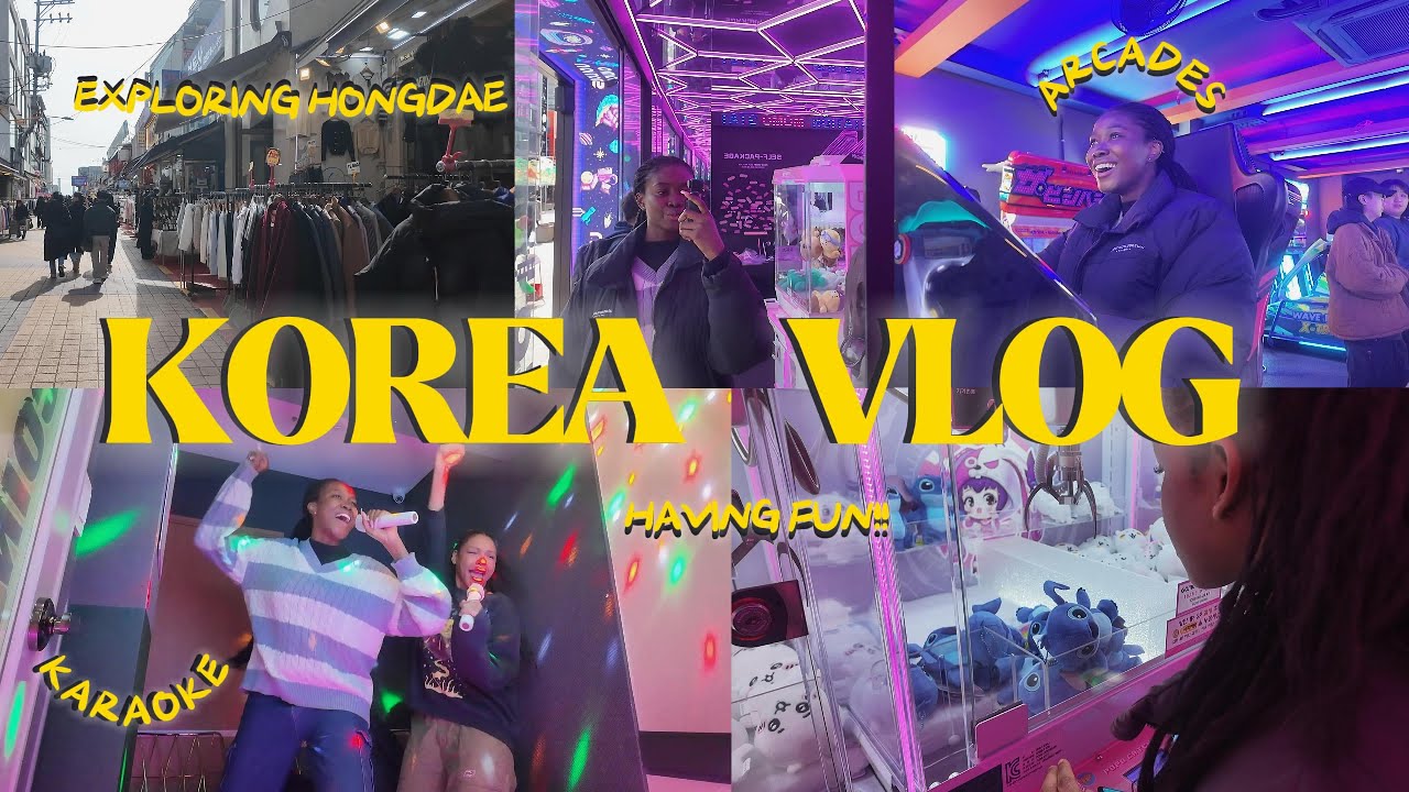 KOREA VLOG!! Exploring Hongdae, Arcades, Karaoke and more!! - YouTube