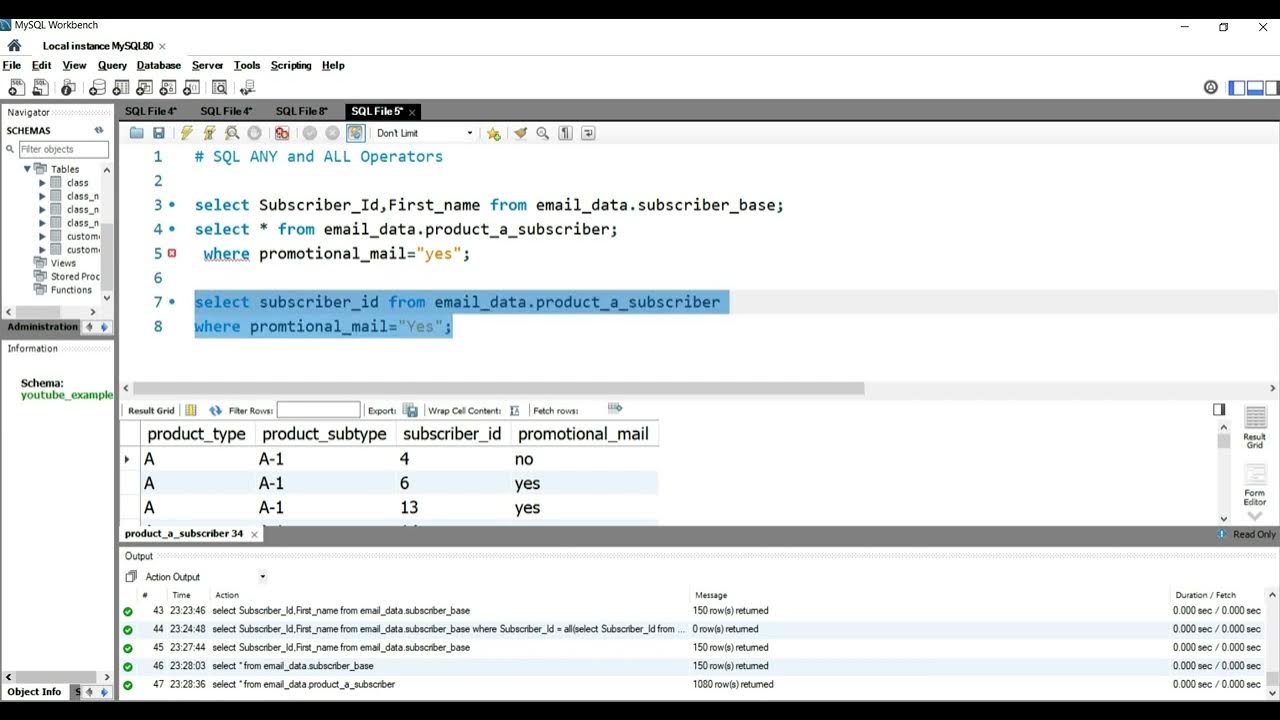 SQL ANY and ALL Operators | How to returns true if the subquery values meet the condition | # ...