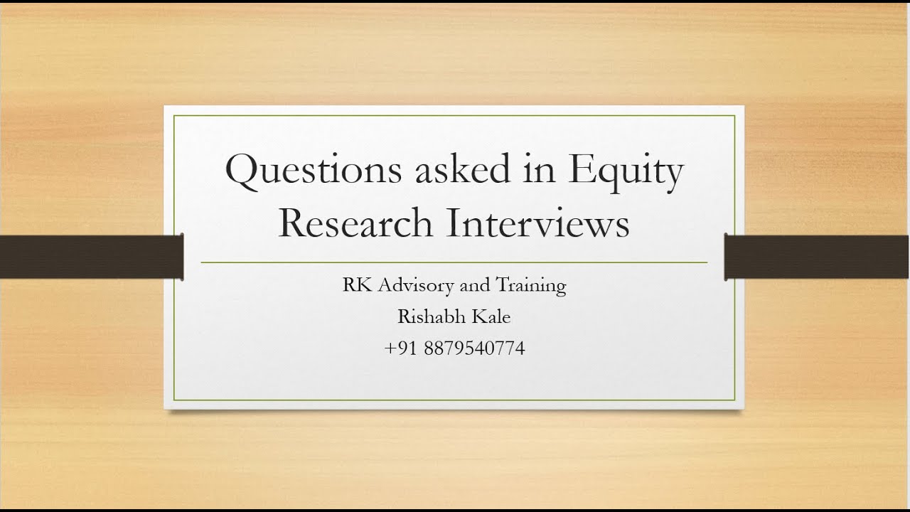 How to prepare for Equity Research Interviews - YouTube
