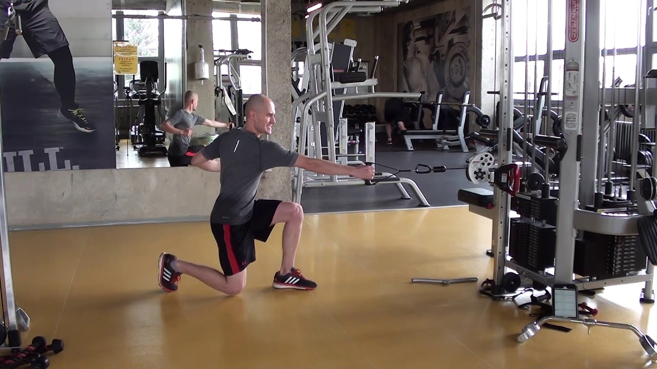 013 Half kneeling one arm cable row + split squat - YouTube