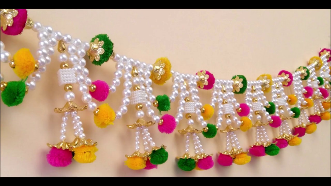 How To Make A Pearl Bandhanwar At Home DIY Easy Pearl Toran Designer how-to-make-a-pearl-bandhanwar-at-home-diy-easy-pearl-toran-designer