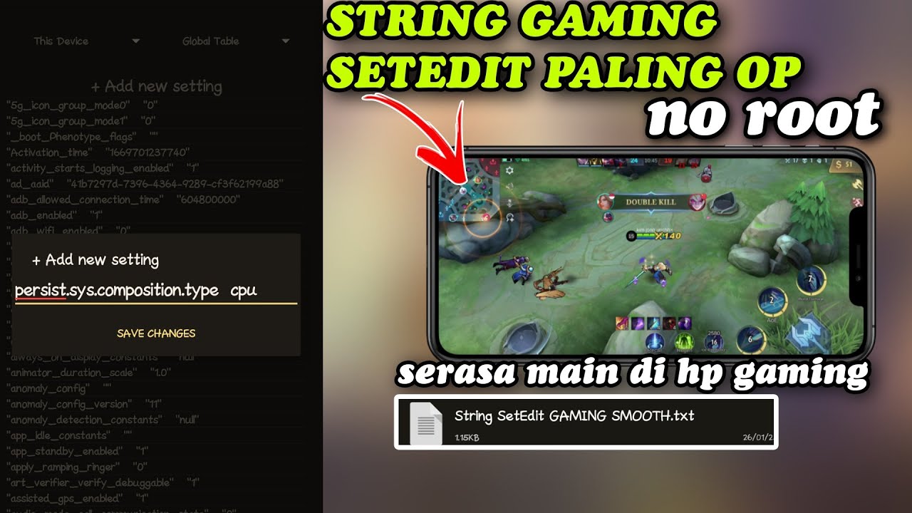 String SetEdit Gaming Mode Global Table & System Table - No Root - YouTube
