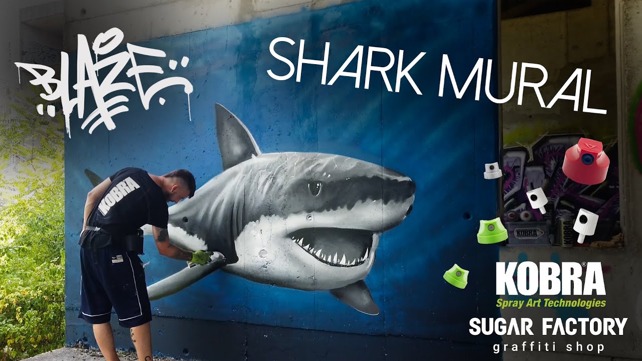 SHARK GRAFFITI MURAL PAINTING 🦈 by Blaze - YouTube