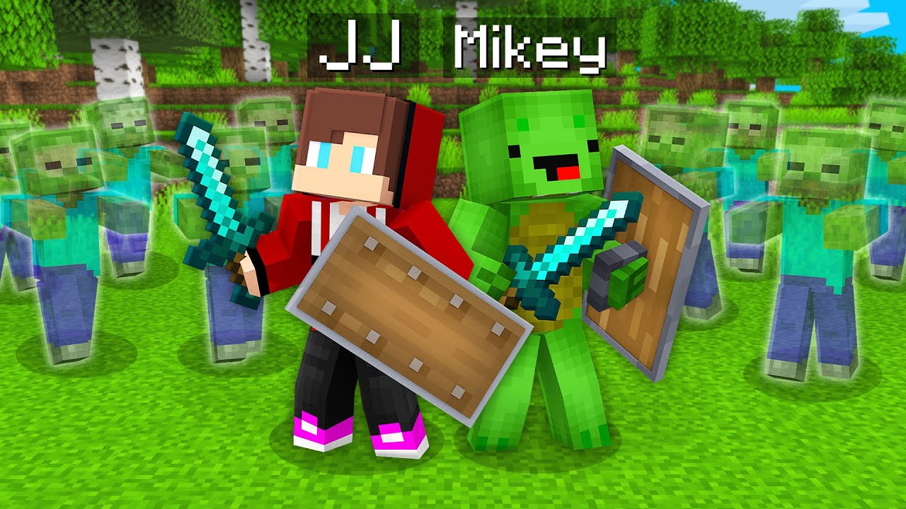 Mikey and JJ vs INVISIBLE ZOMBIES Survival Battle in Minecraft (Maizen) - YouTube