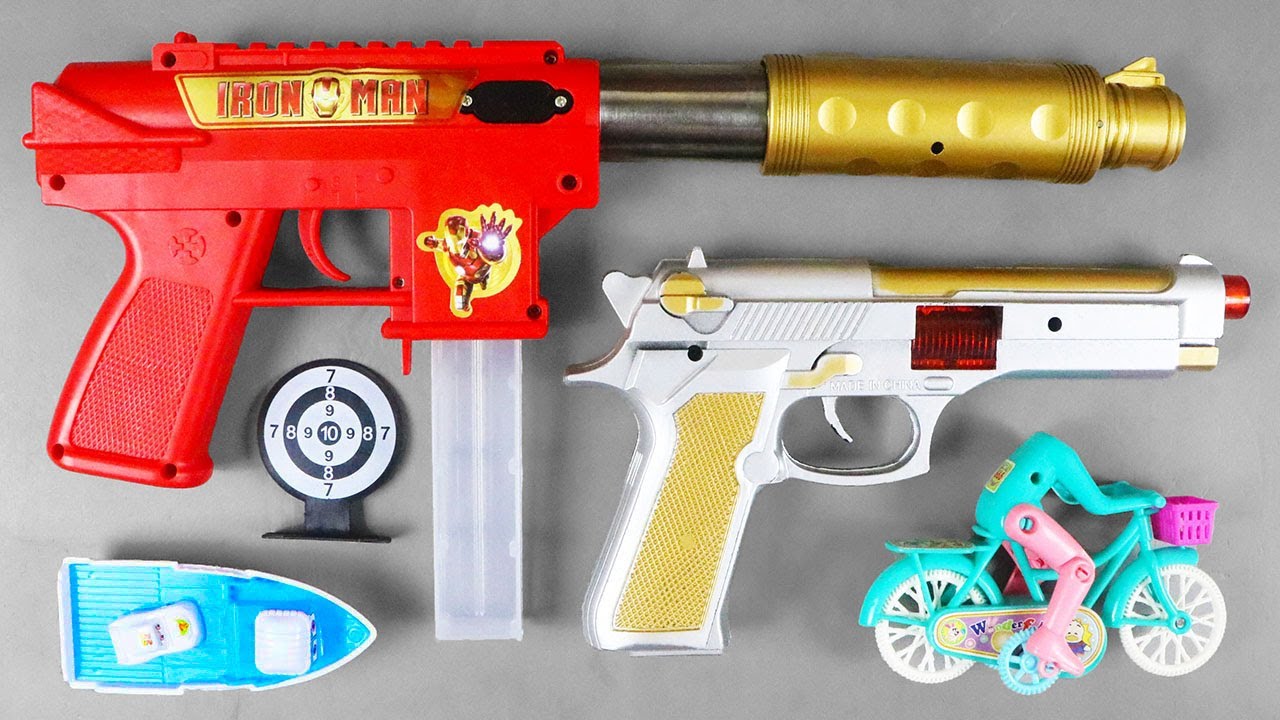 Iron Man Super Soft Gun with Realistic Toy Pistol Toy Cycle Boat Target ...
