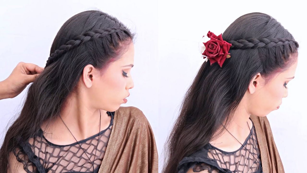 Open Hair Easy & Simple Hairstyle For Girls || Wedding Look Hairstyle ...