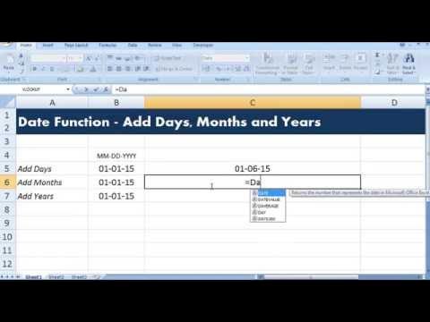 Excel Date Function to Add months to date, to add days to date and add ...