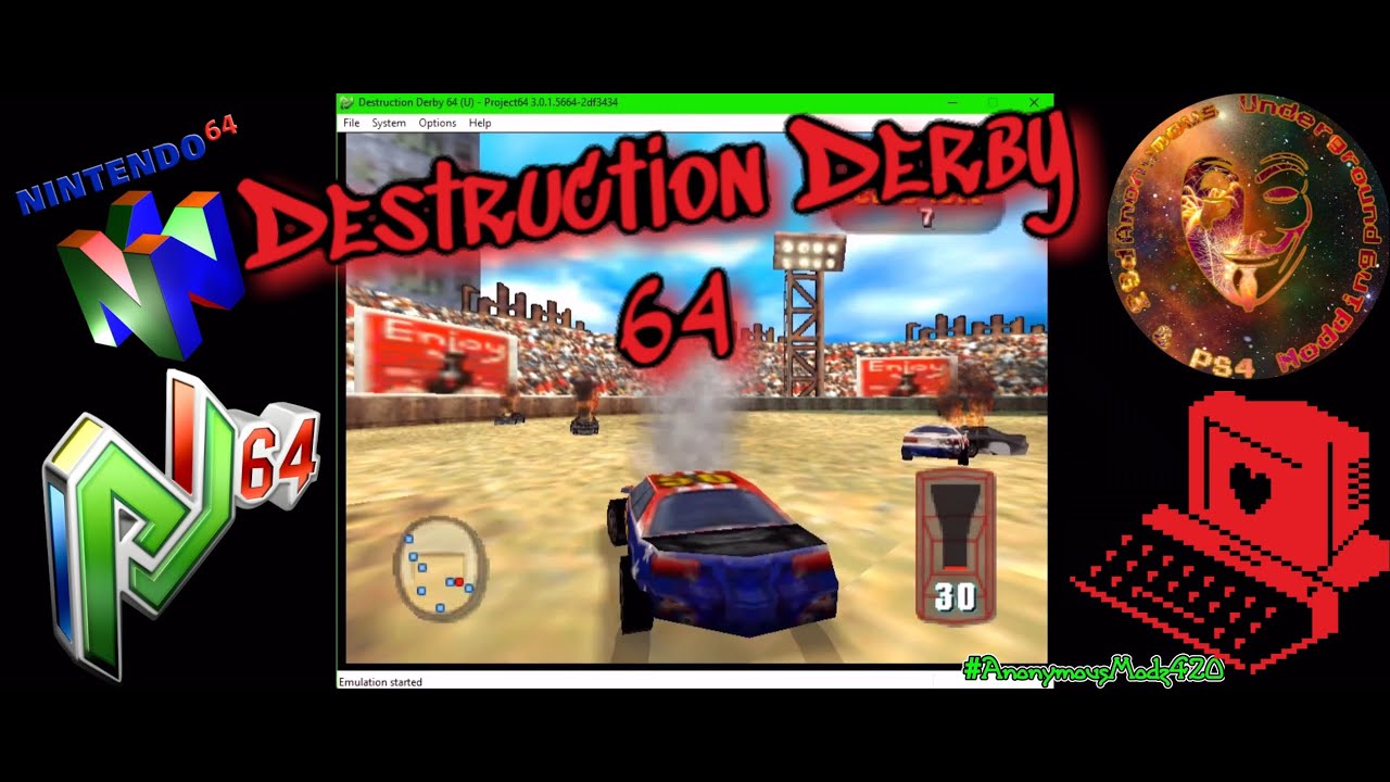 Destruction Durby 64 ROM Demolition Derby PC PJ64 - YouTube