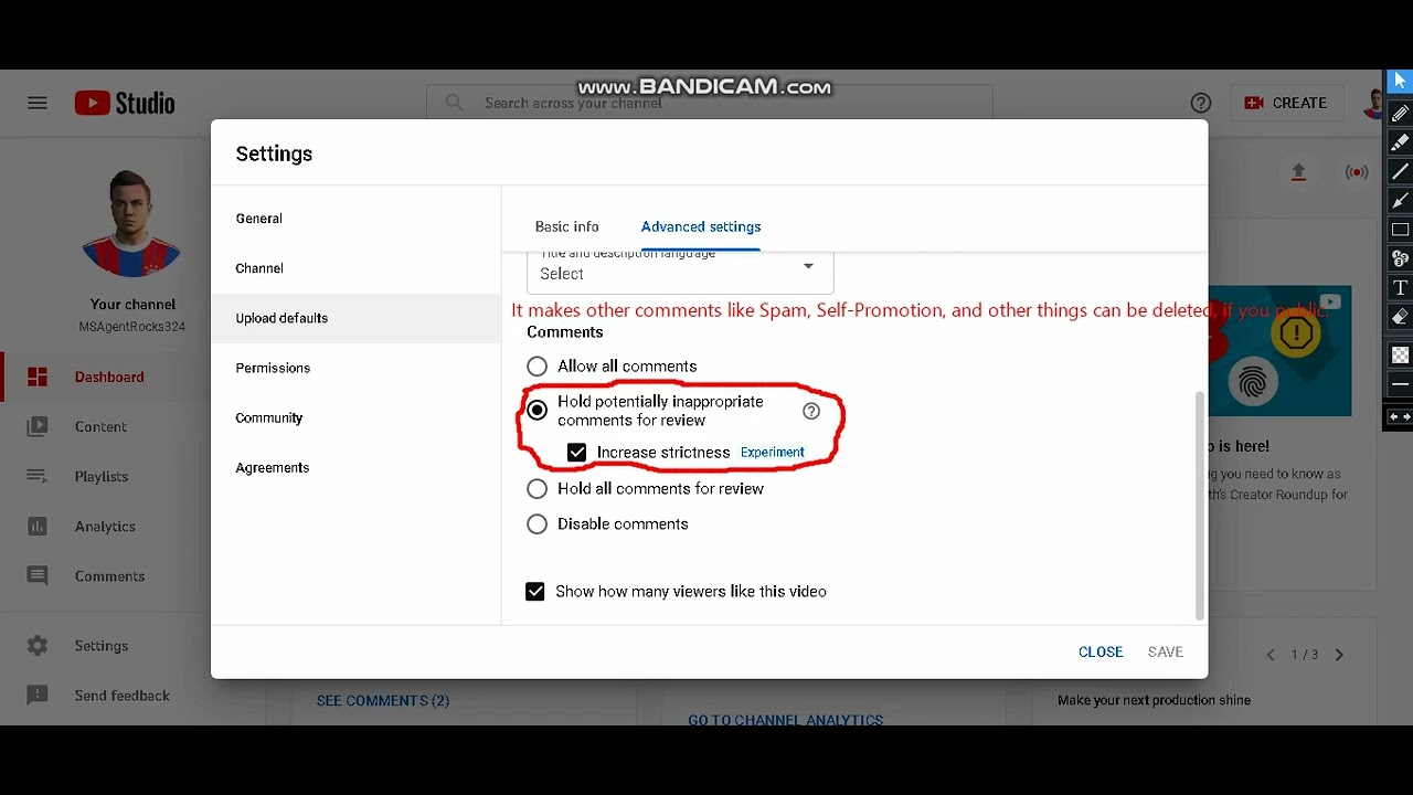 Use "Hold potentially inappropriate comments for review" - YouTube