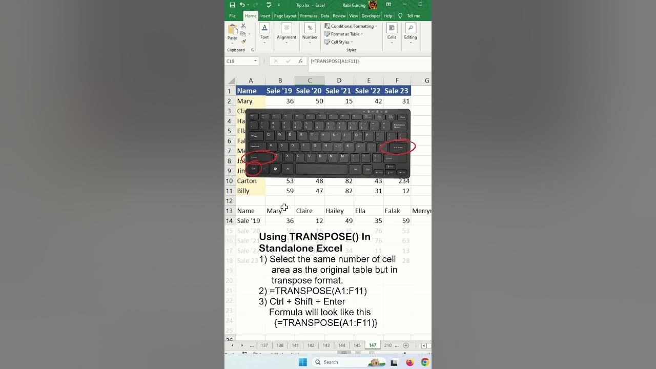 How to correct a #VALUE! error in the TRANSPOSE function - Excel Tips and Tricks - YouTube