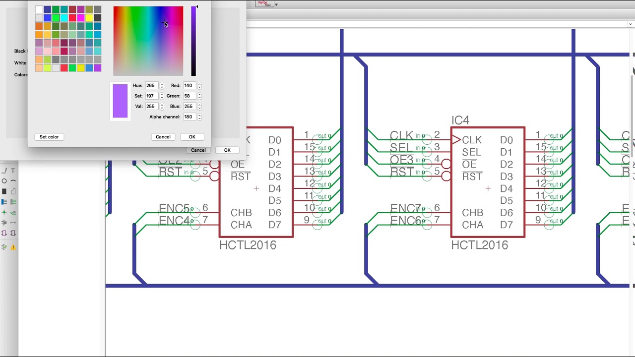 Howto set the highlight color in EAGLE V7.7 - YouTube
