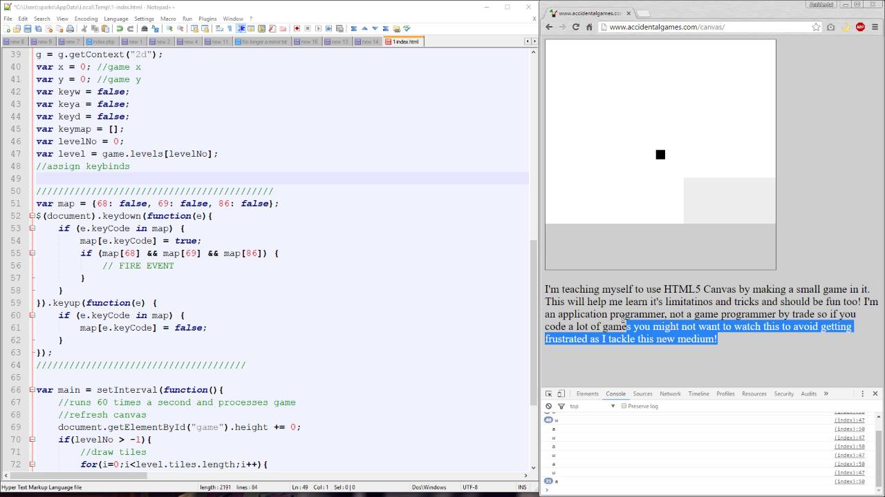 Movement Keys and Gravity - Making a game in HTML Canvas with Sparks ...