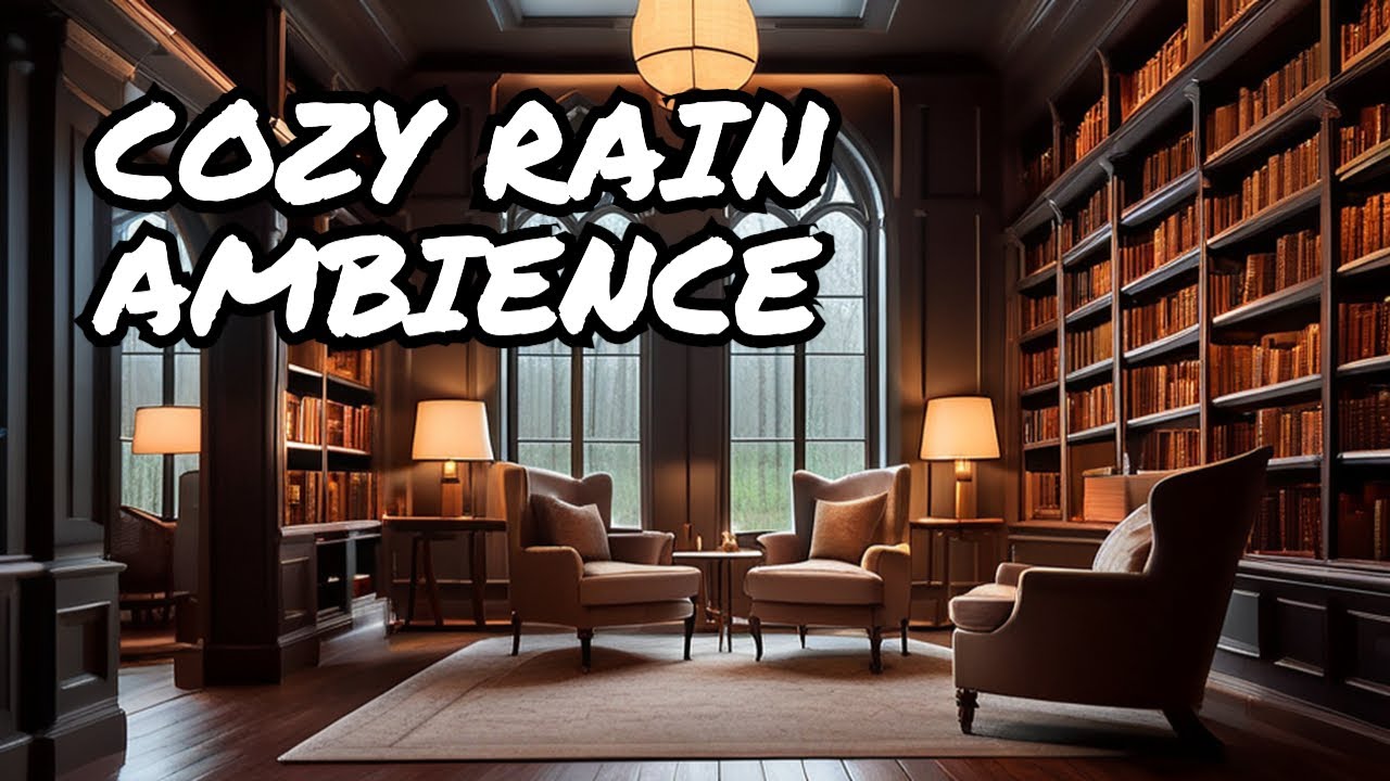 Mysterious library: Rain sounds creating cozy atmosphere 1h - YouTube