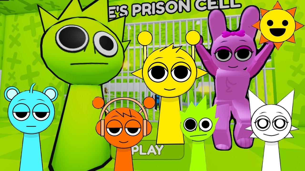 Pink Sprunki play Lime Sprunki Prison Run Roblox Incredibox Sprunki ...
