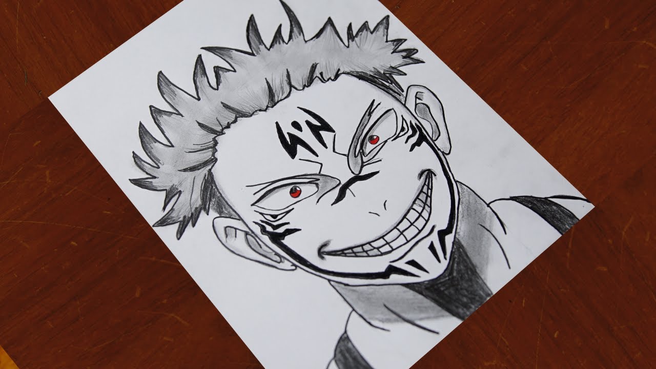 How to draw Sukuna step by step | Anime drawing | Sukuna drawing easy ...