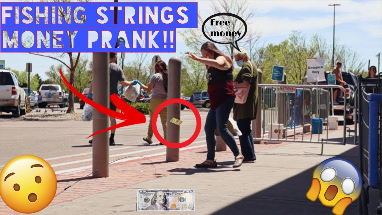 FISHING STRINGS MONEY PRANK IN PUBLIC! FUNNY EDITION😭😂 - YouTube