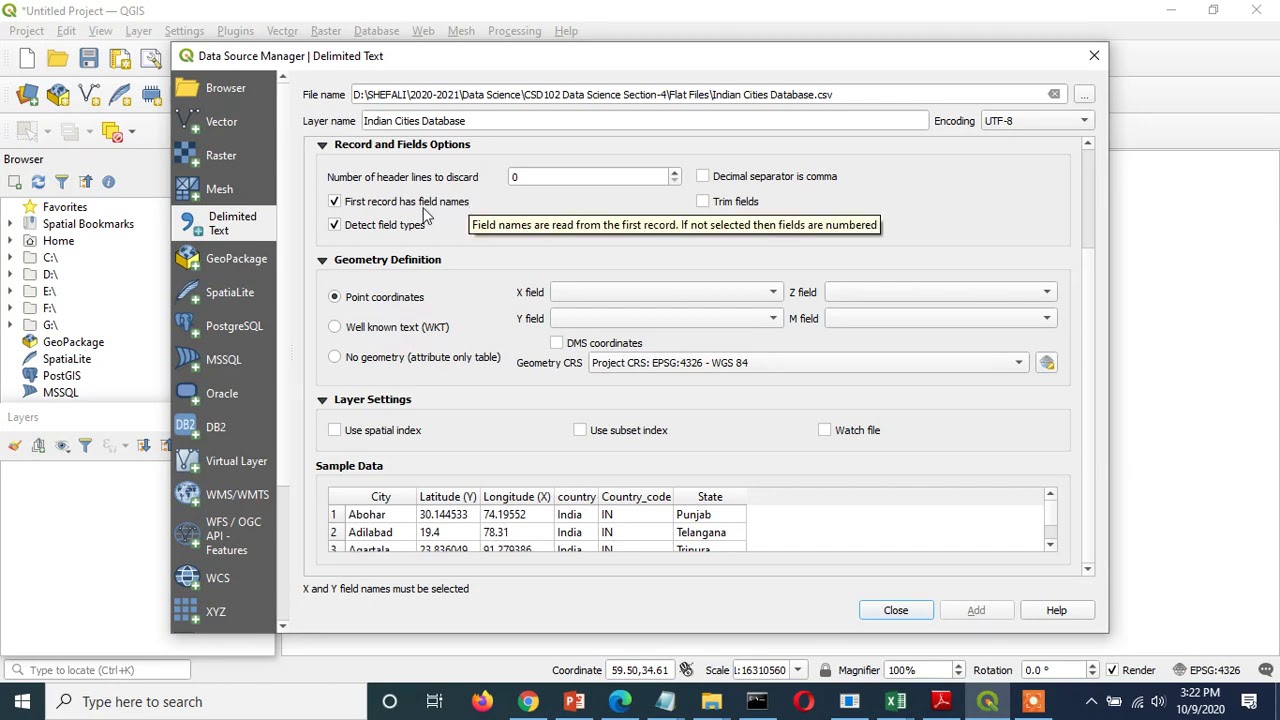 QGIS 7 Creating Vector Point Data From CSV File - YouTube