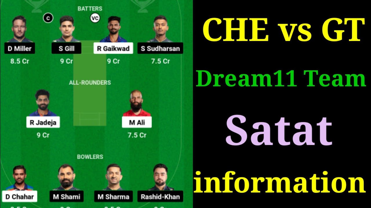 CHE vs GT | CHE vs GT Dream11 Team | CHE vs GT Satat information final ...