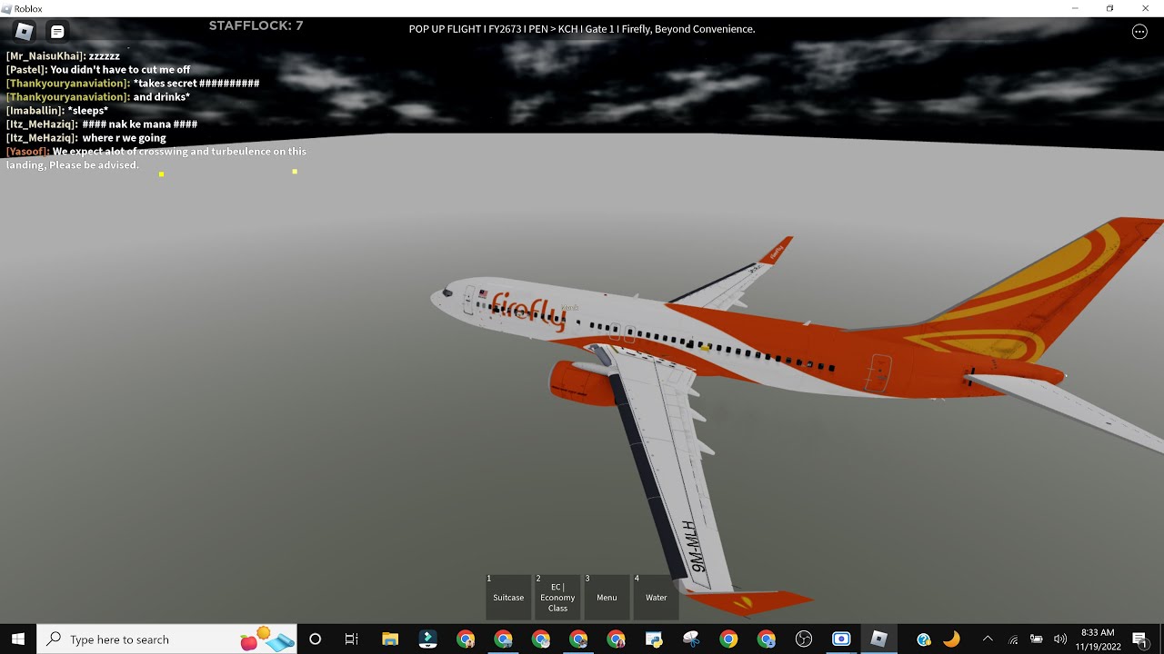 Roblox Firefly Full Flight Boeing 737-800 (Economy) Penang to Kuching ...