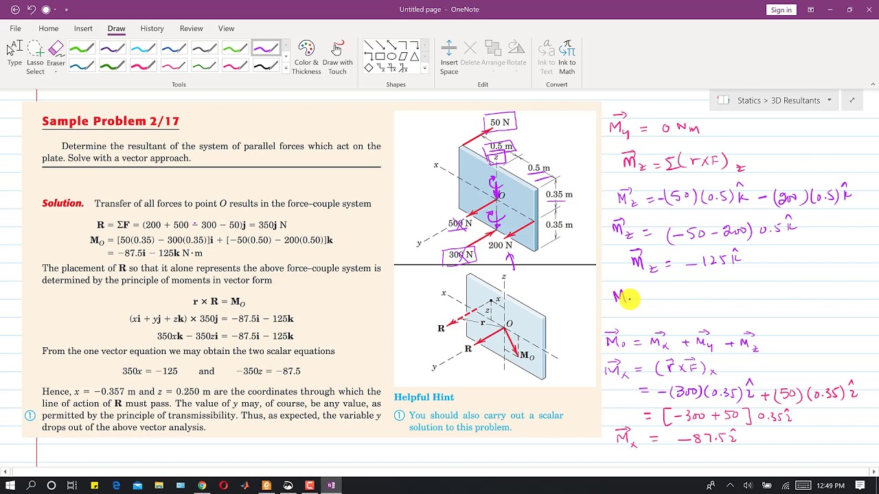 STATICS | Sample Problem: 2/17 | Topic 2/9 Resultants | 6th Edition ...
