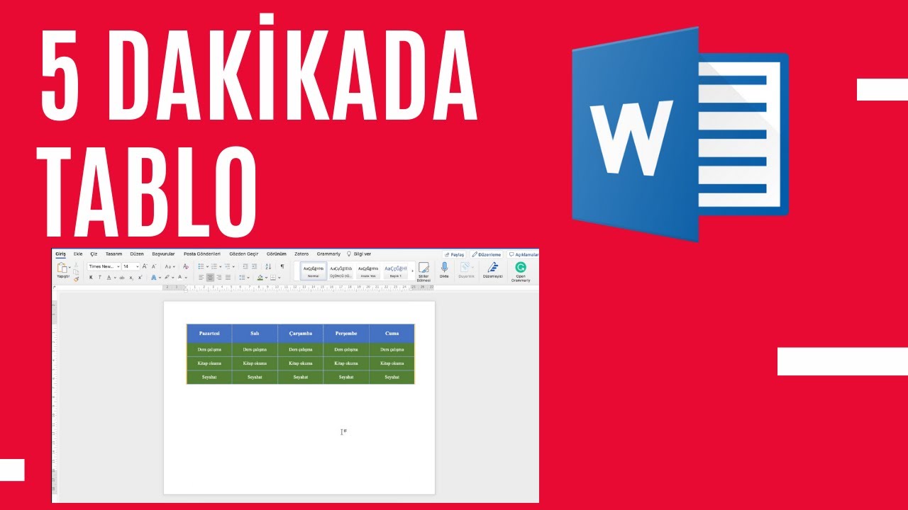 5 DAKİKADA TABLO YAP- WORD EĞİTİMİ - YouTube