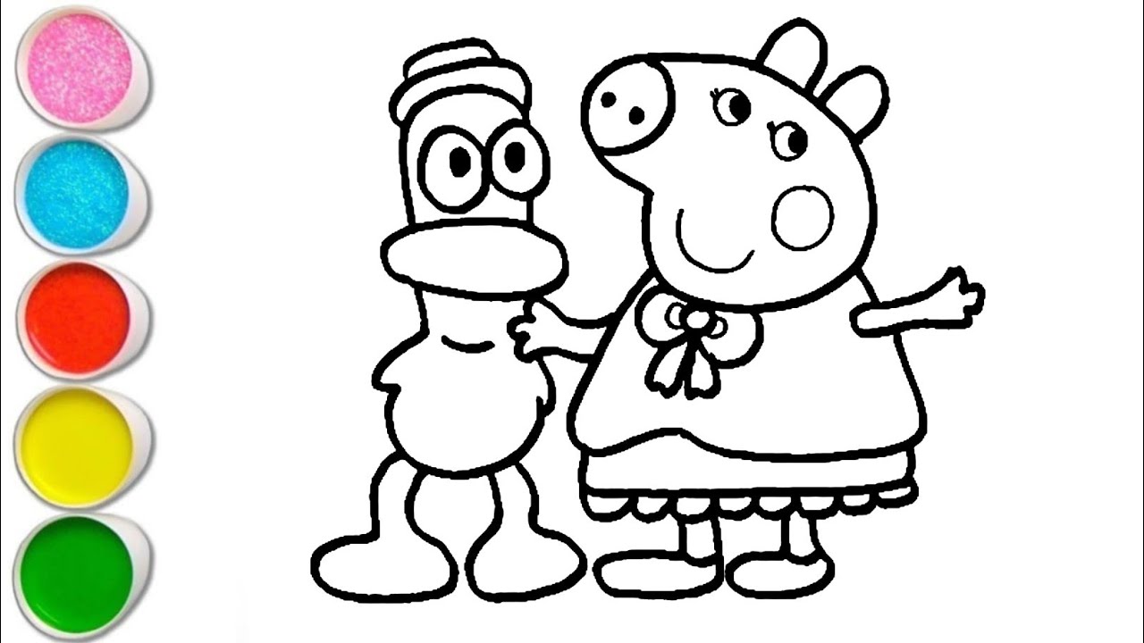 Cute Pippa Pig and Pato Drawing, Painting and Coloring For Kids and ...