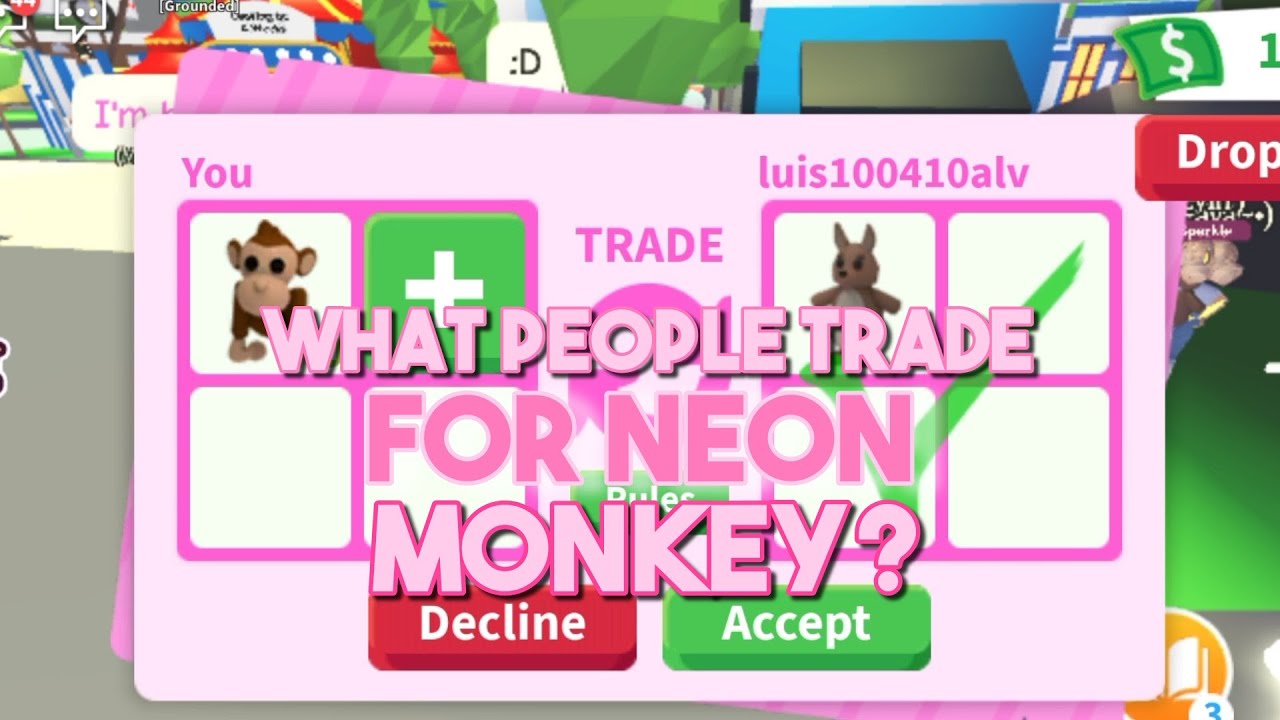 roblox: WHAT PEOPLE TRADE FOR NEON MONKEY IN ADOPT ME? - YouTube