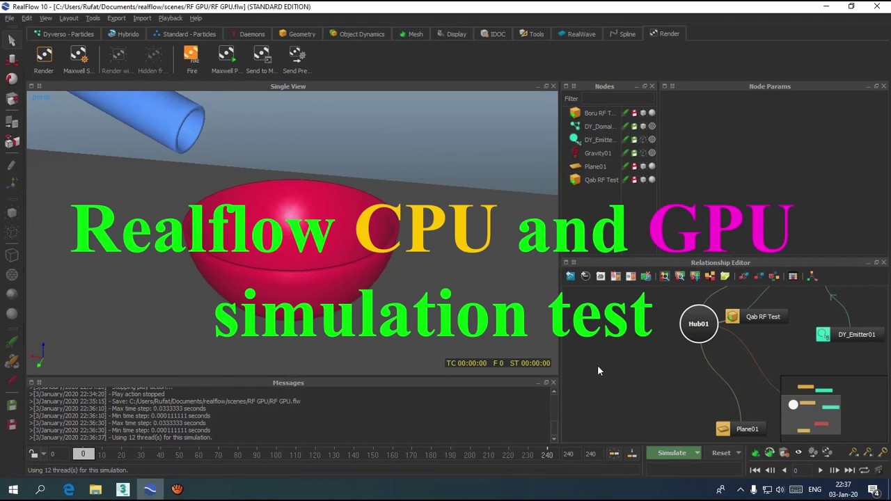 Realflow GPU Simulation Speed Performance. - YouTube
