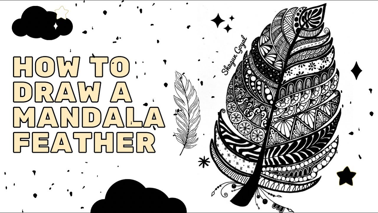 How to draw a Mandala Feather | Must Try | Zentangle Art | Doodle Art ...