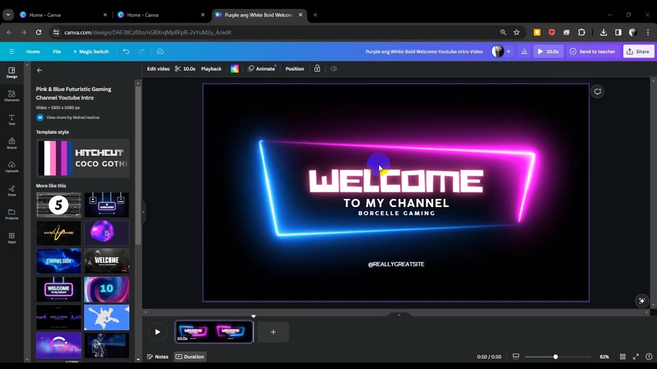 How to Design a 3D Neon Light YouTube Intro - Canva Tutorial For ...