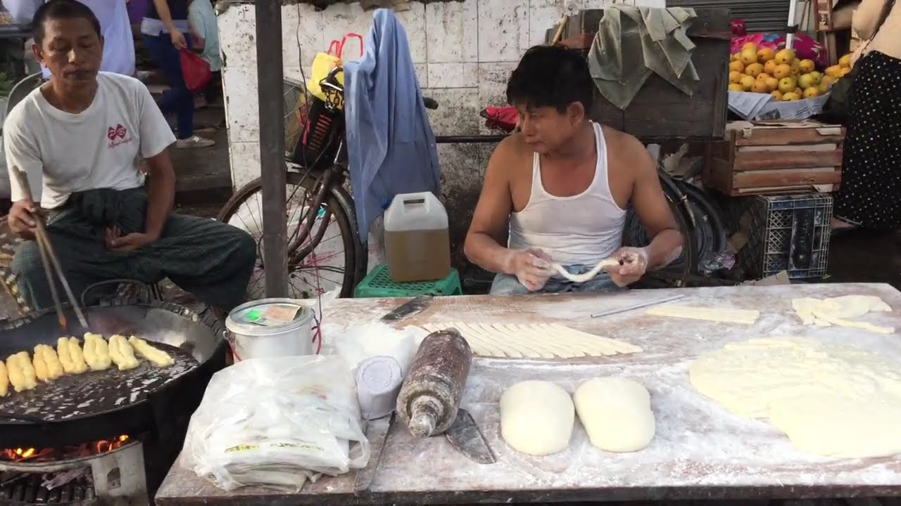 Delicious Myanmar fried dough part 2 - YouTube