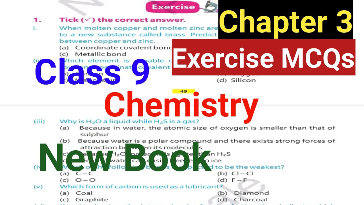 Class 9 Chemistry New Syllabus 2025 Chapter 3 Exercise MCQS | Chem New ...