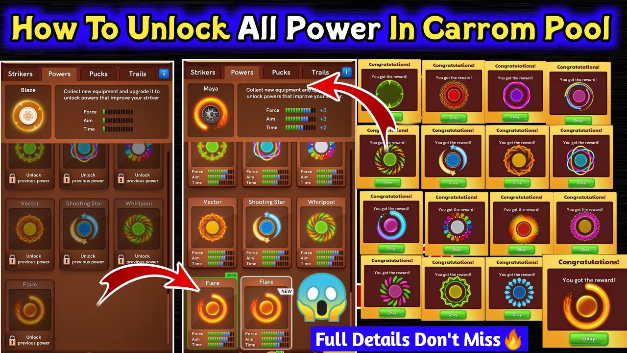 How To Unlock Flare Power In Carrom Pool 😱 Live Flare Power Unlock Full ...