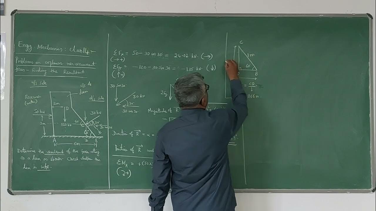 ENGINEERING MECHANICS - Class 14 - Problem on non concurrent forces - YouTube