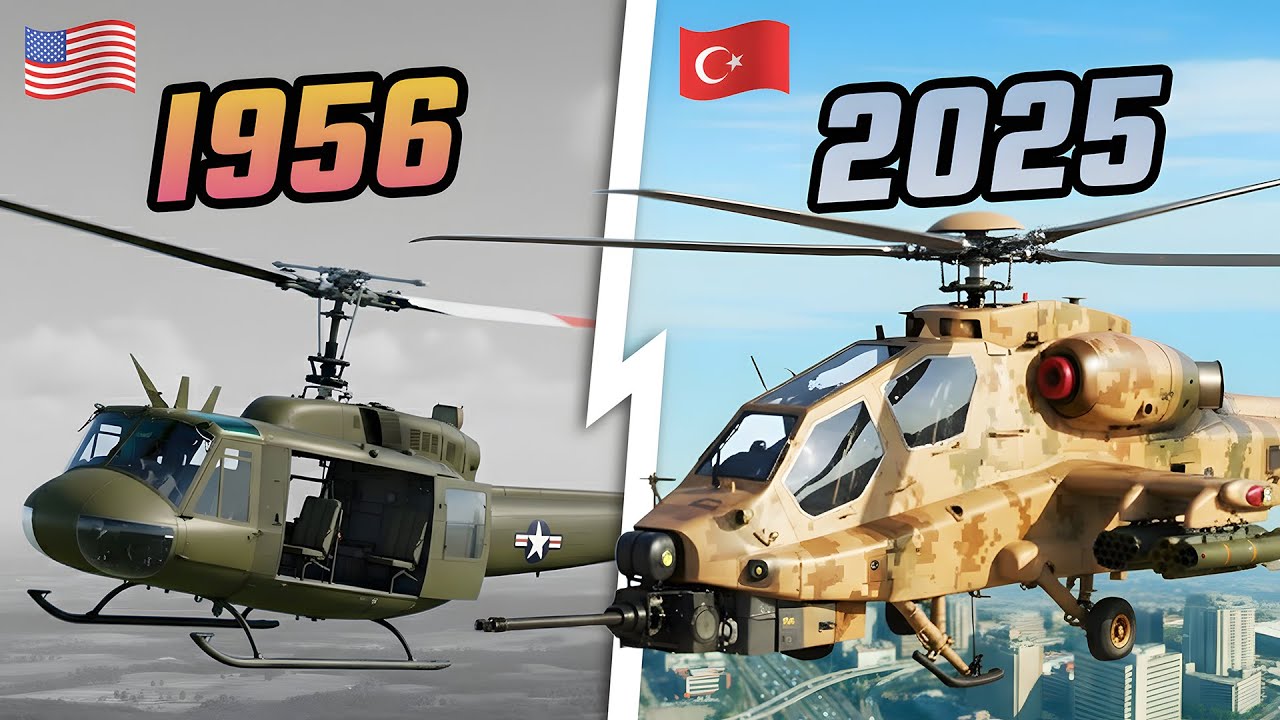 Military Helicopters Evolution (1956–2025) | From Bell UH-1 to T129 ...