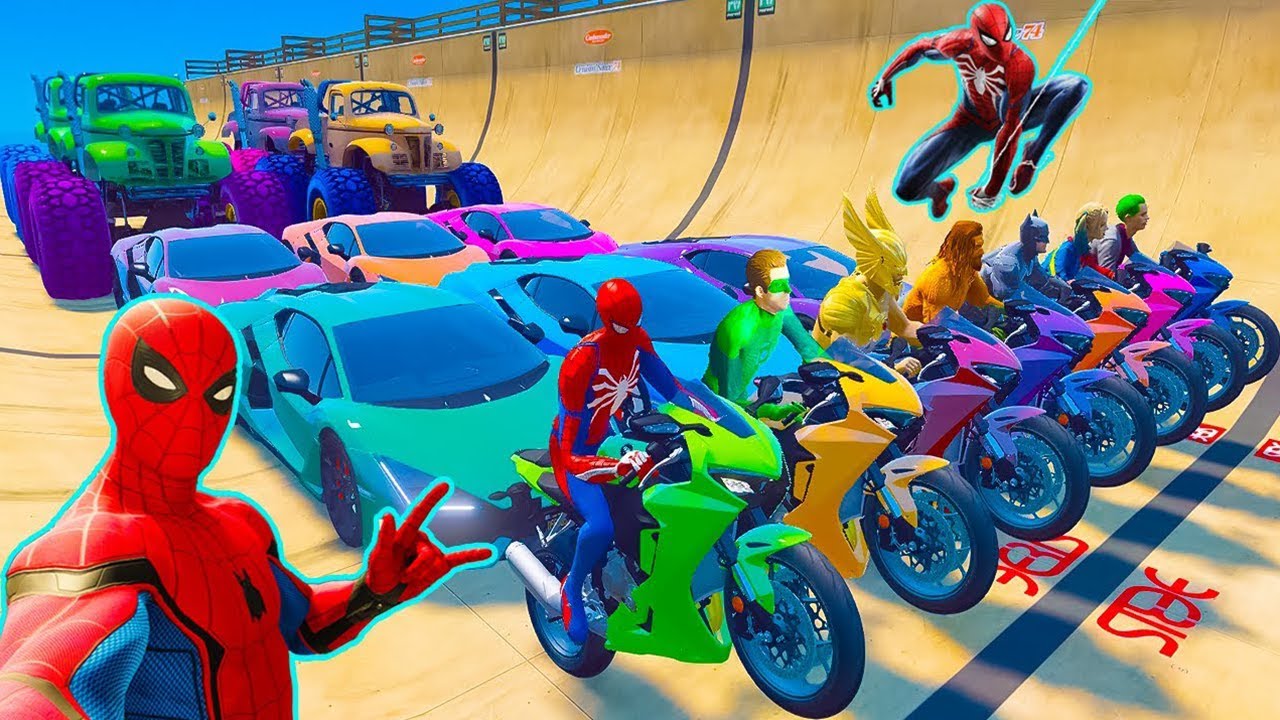 Colorful cars , spider-man game, car chase , spider-man racing , games ...