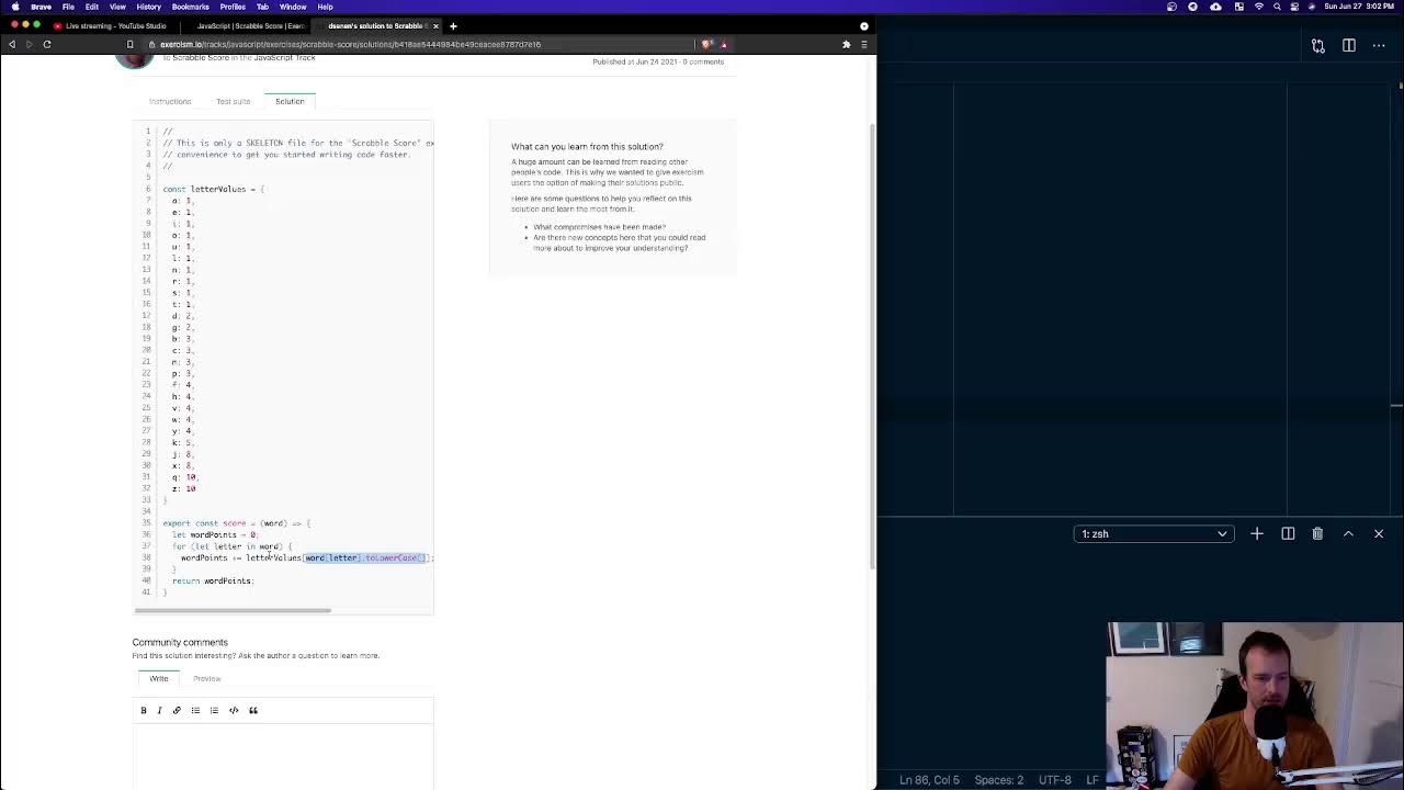 Scrabble-score! JS Interview Practice - Exercism.io - YouTube