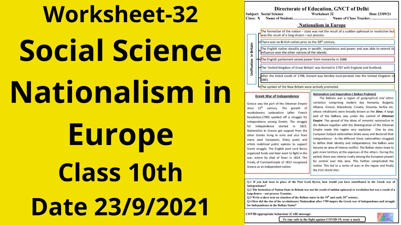 Class 10 worksheet 32 SST : English Medium : 23/9/21 : sst worksheet 32 ...