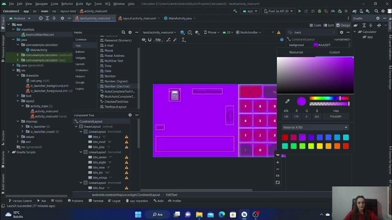 Hesap makinesi - 4 | button ve listener tanımlama |Android Studio - java - YouTube