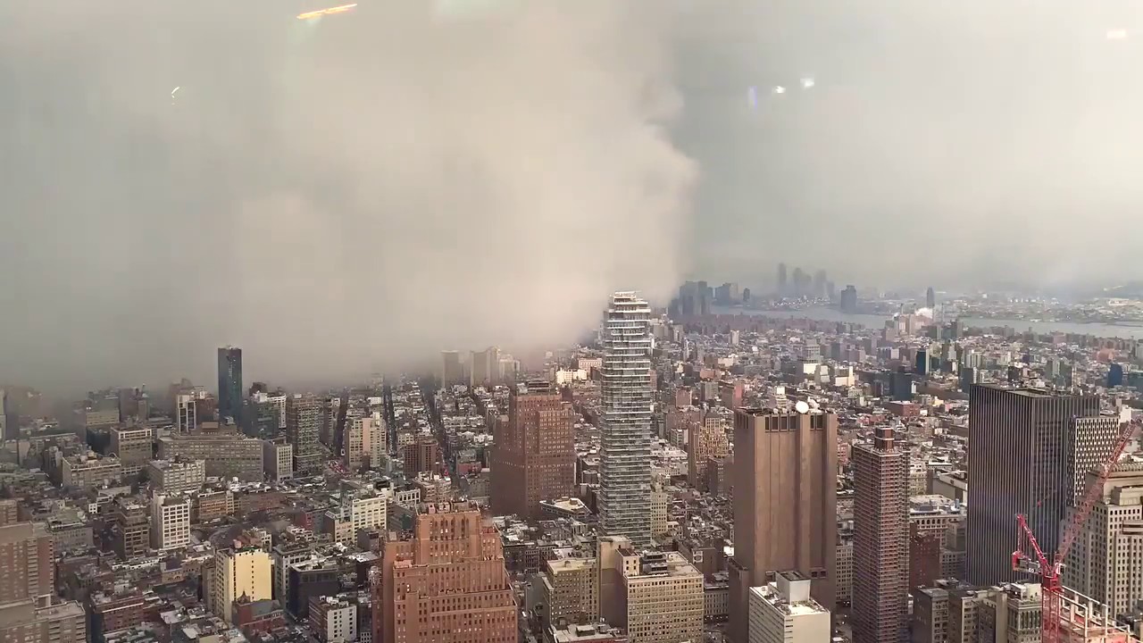 Inmense snow squall / cloud / smoke over new york today - YouTube