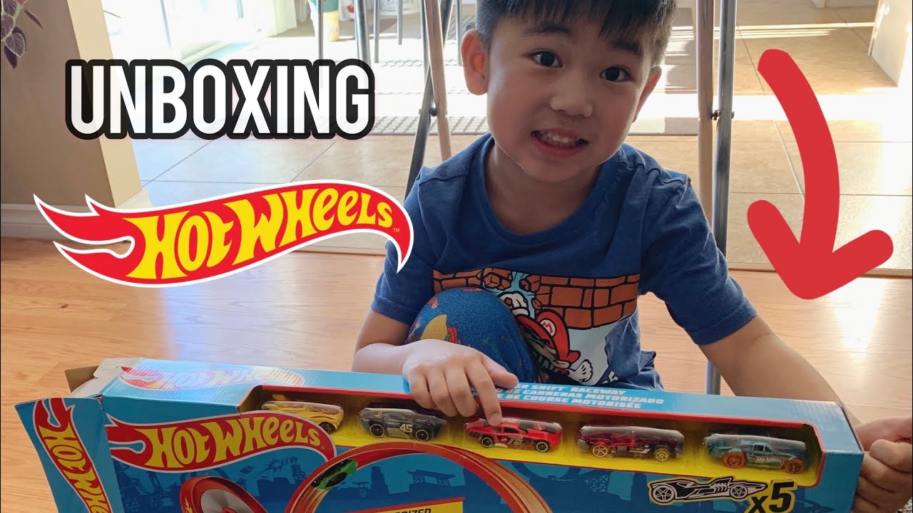 UNBOXING || HOT WHEELS FCF18 Power Shift Raceway Track Set || Hot ...