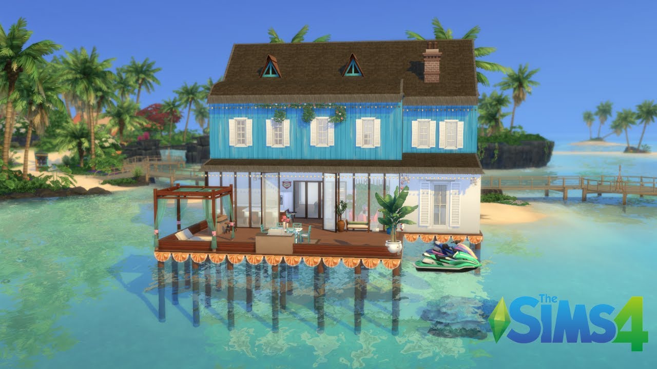 MI CASA EN LA PLAYA MI SIMS |The Sims 4 Speed Build SIN CC - YouTube