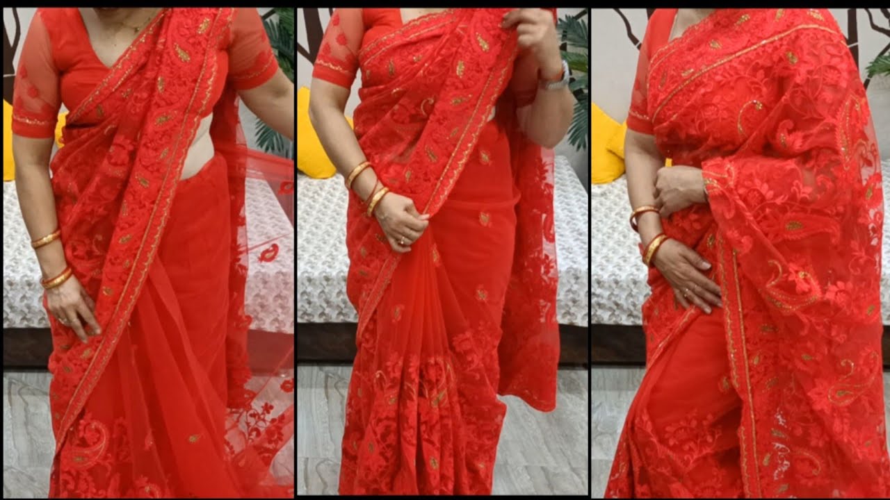 Drape your net saree easily and perfect | net saree draping with ...