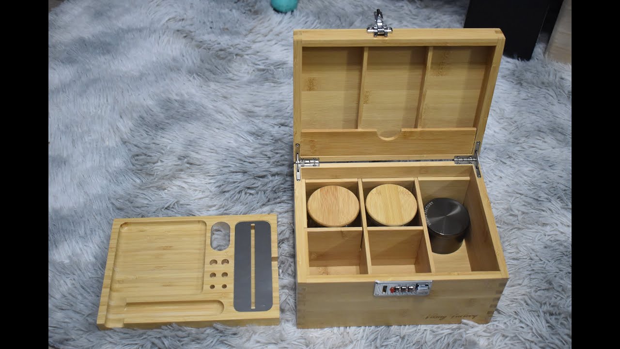 Large Bamboo Box with Combination Lock, Stash Box - YouTube