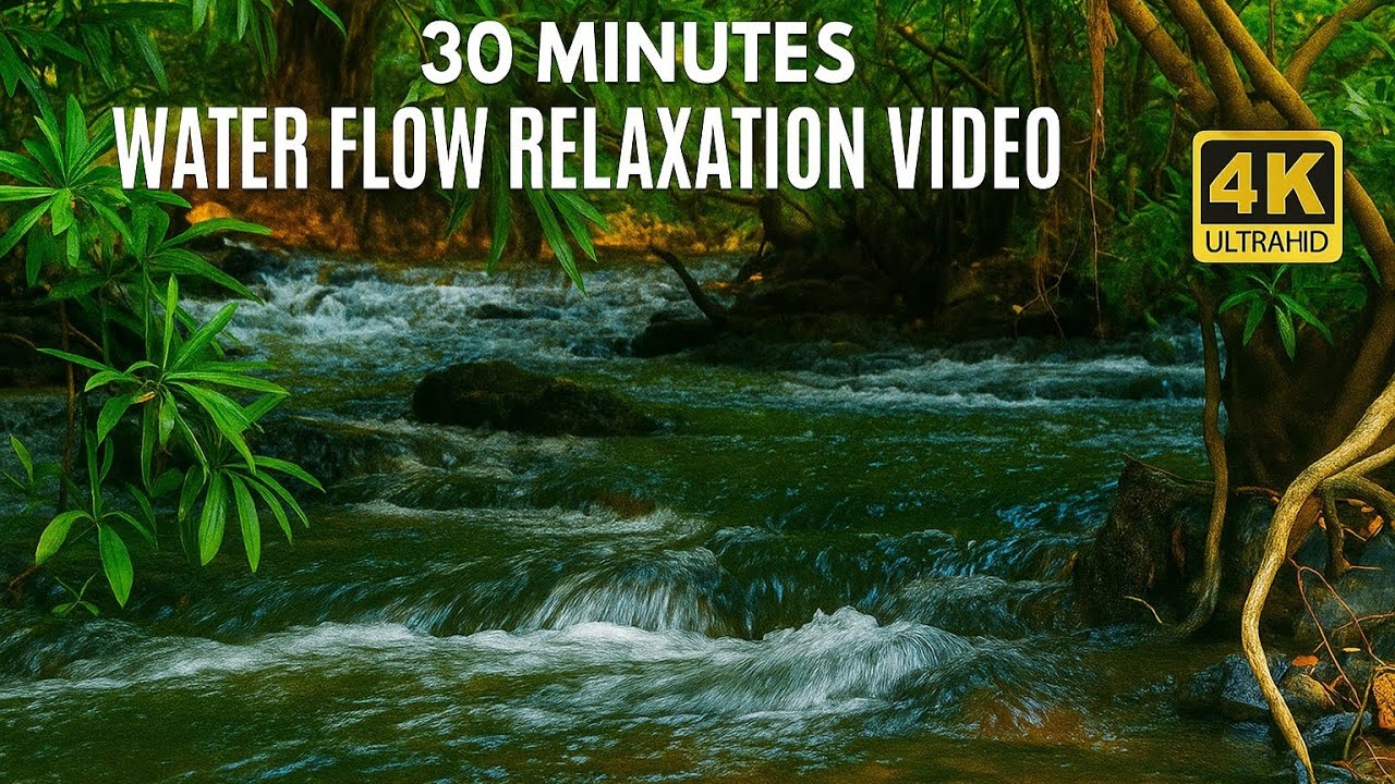 30 Minutes of Soothing River Water Sounds with Gentle Nature Music | 4K ...