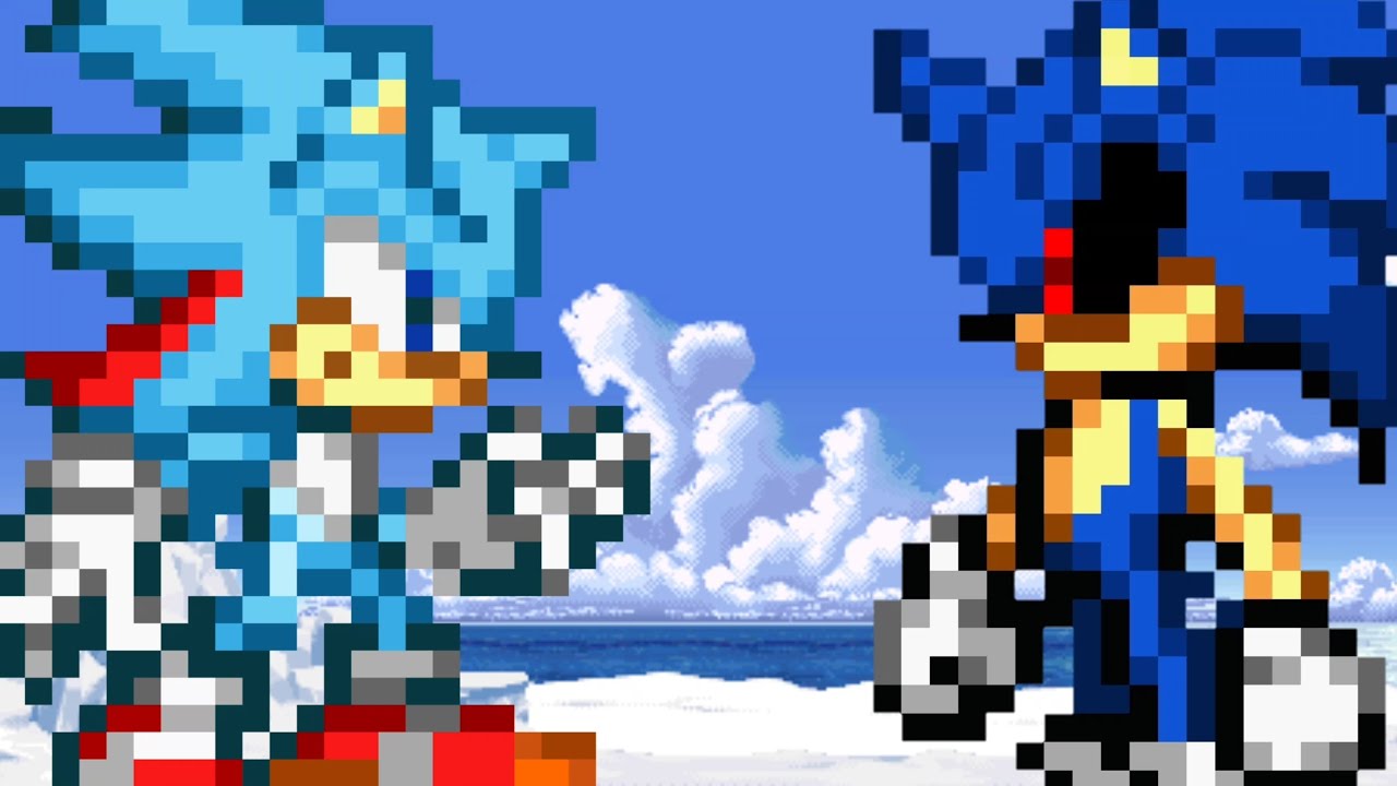 Shadic Super Saiyajin Blue Vs Sonic.exe (Sprite animation) - YouTube