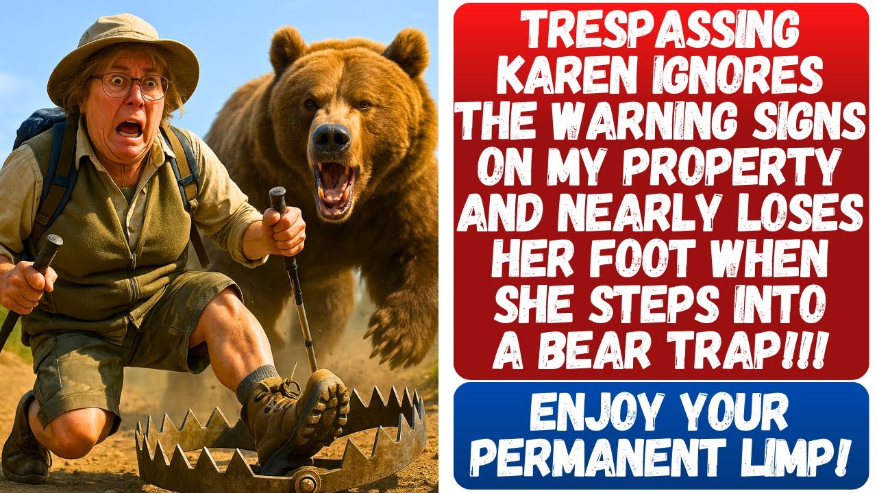 TRESPASSING KAREN STEPS INTO A BEAR TRAP ON MY PROPERTY AFTER SHE ...