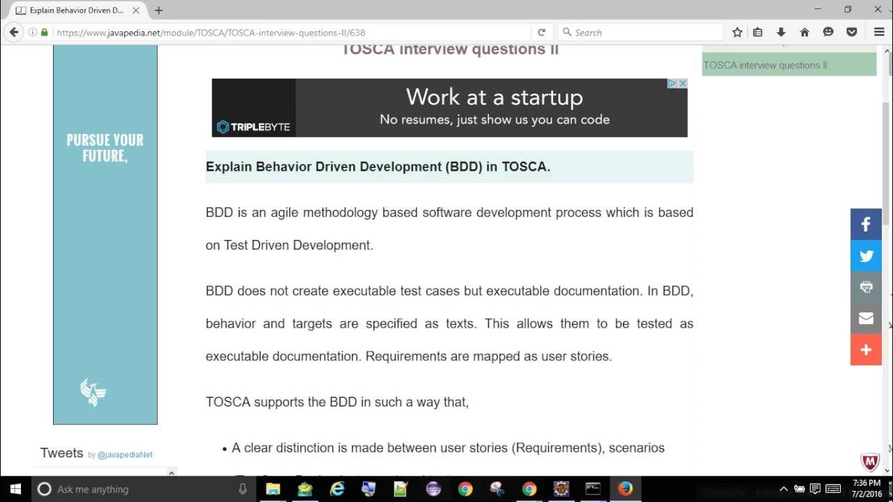Explain Behavior Driven Development (BDD) in TOSCA. | javapedia.net - YouTube