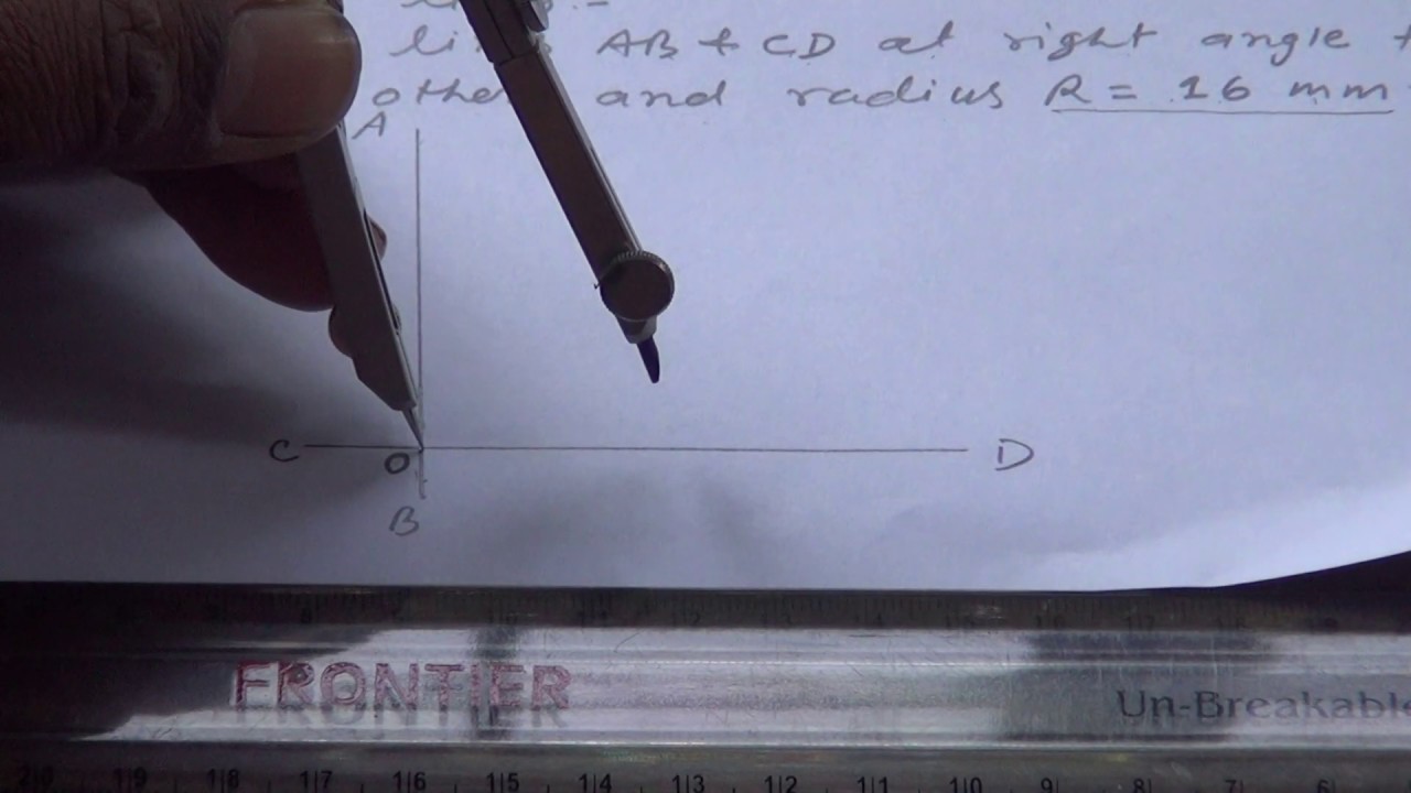 22. To draw an arc, tangent to given two straight lines at right angle ...