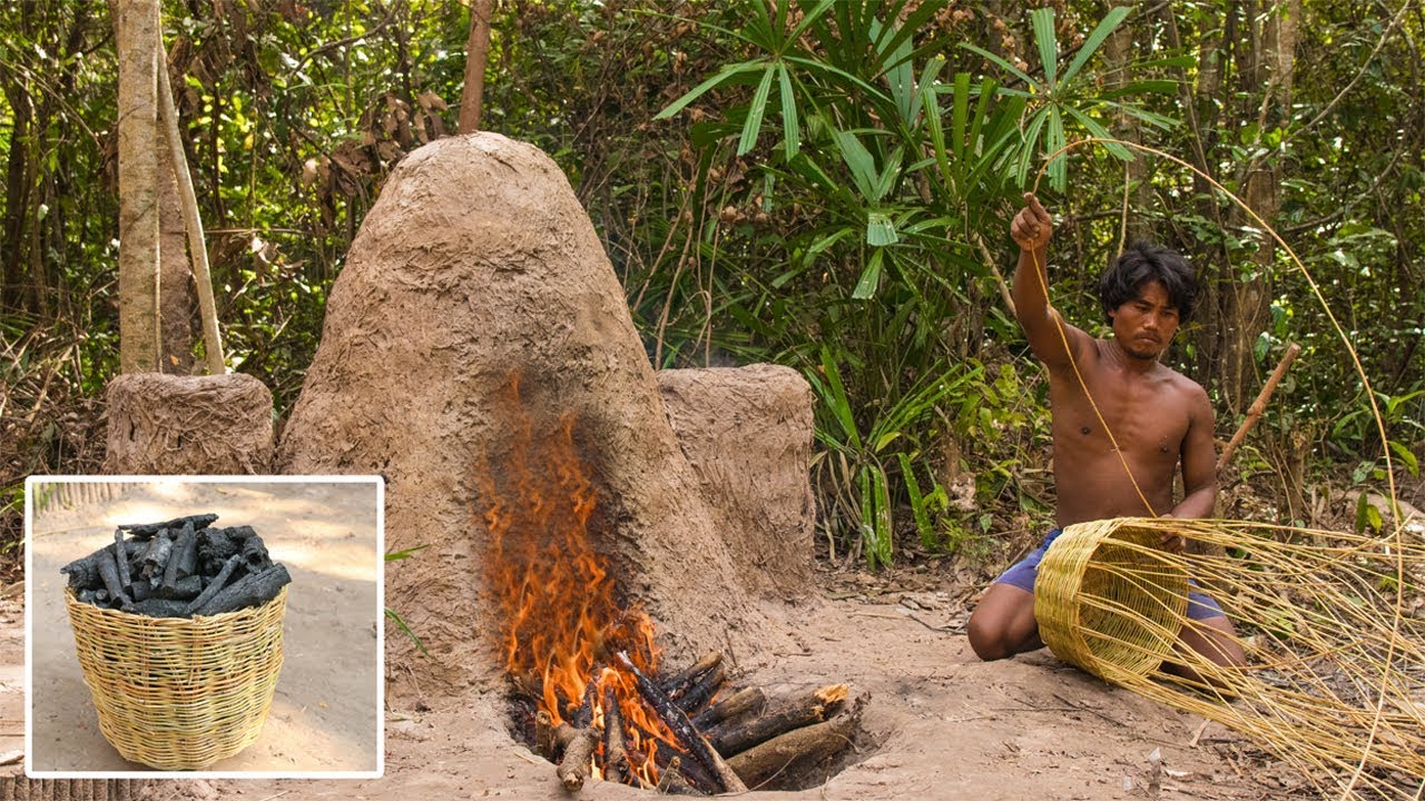 Clever Bushman Building Charcoal Maker Using Traditional Architecture ...